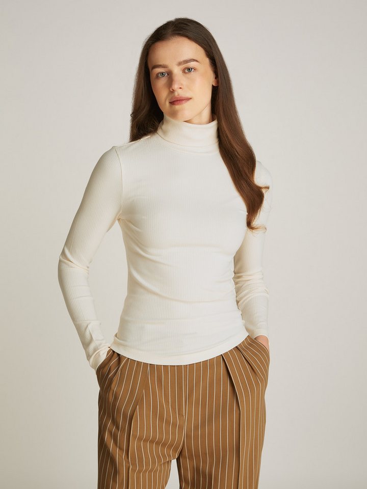 Tommy Hilfiger Langarmshirt Slim 5x2 Rib Roll Nk Ls Mit Gerippter Struktur