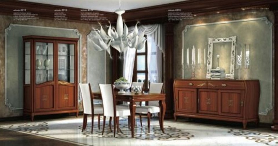 Jvmoebel Esszimmer Set Design Set 7tlg Esstisch Stuhl Kommode Vitrine