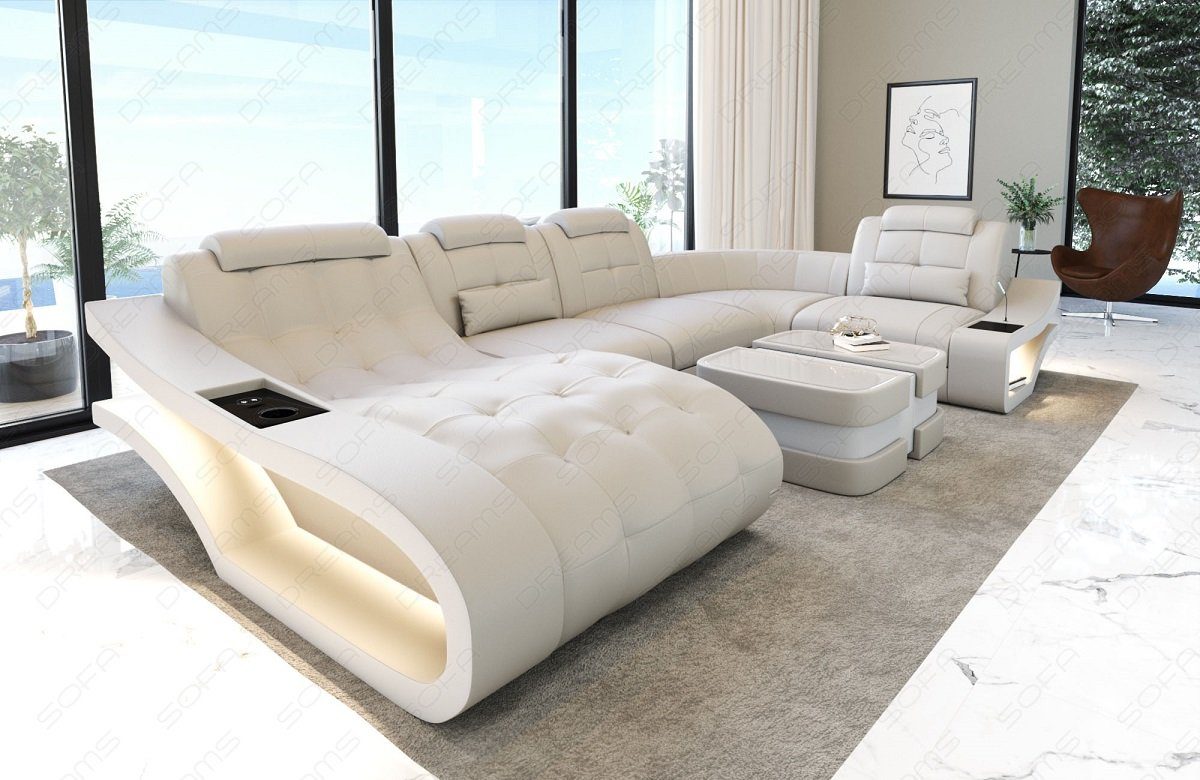 Sofa Dreams Wohnlandschaft Ledersofa Leder Couch Elegante U-Form ...