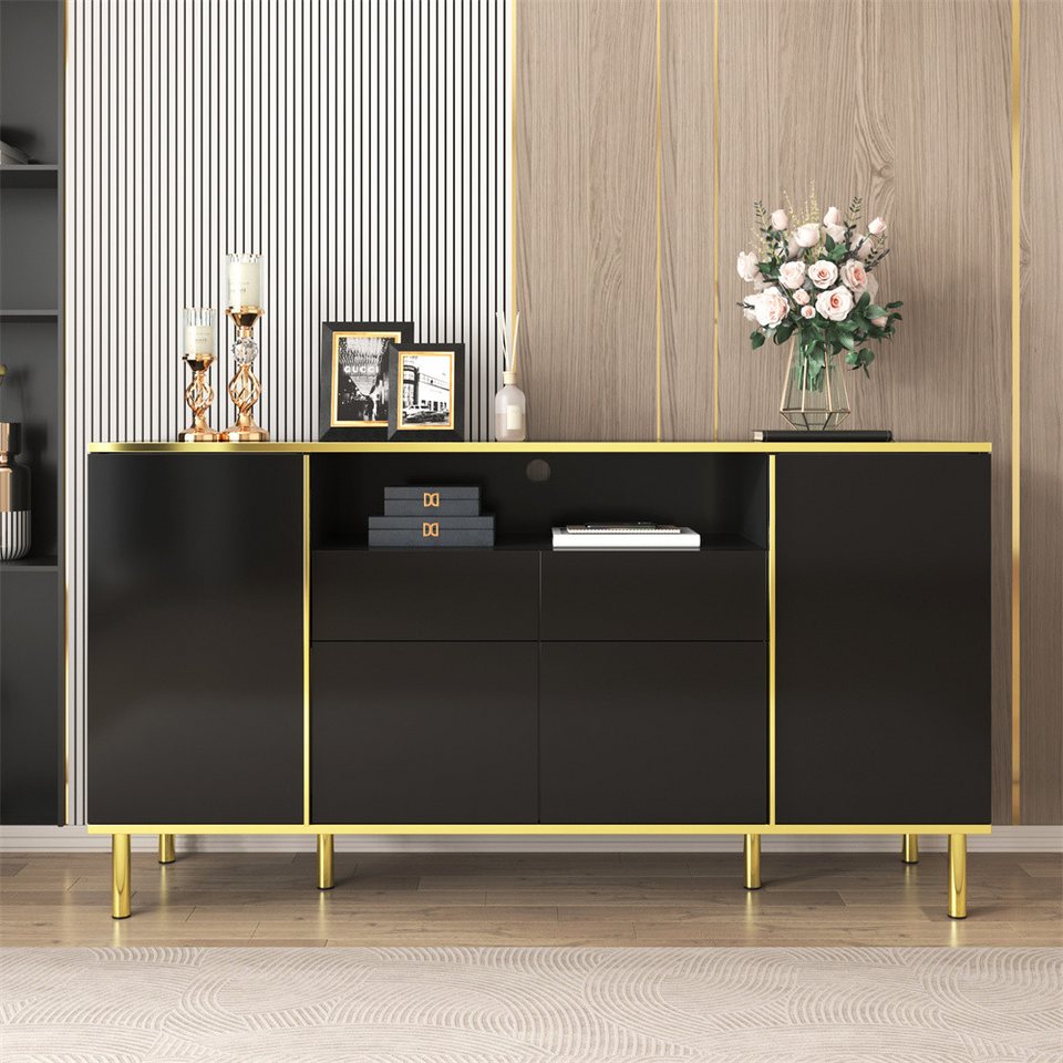 Phoebe Cat Sideboard Led Mit Hochglanz Mit 2 Schubladen Kommode Für