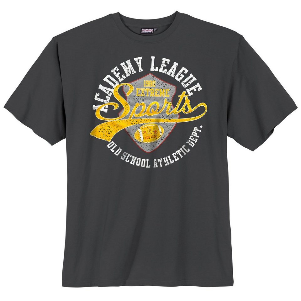 Adamo Rundhalsshirt Große Größen Herren T Shirt Anthrazit Print Academy