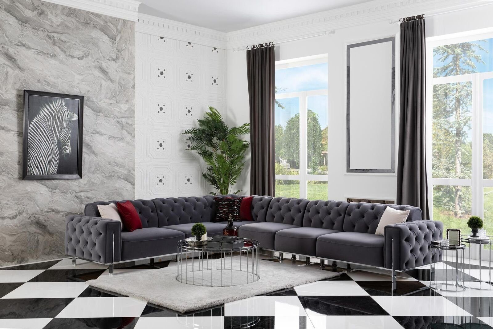 Jvmoebel Ecksofa Modernen Ecksofa L Form Wohnzimmer Grau Farbe Holz