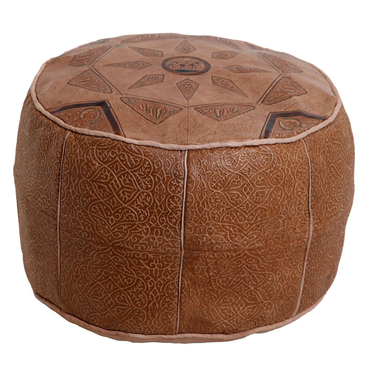 Casa Moro Pouf Orientalisches Leder Sitzkissen Sitzpouf Kamel Braun D