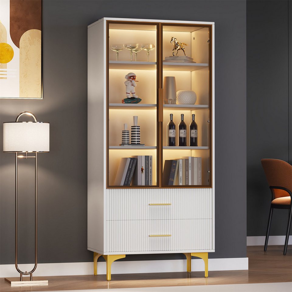 Autolock Vitrine Glasvitrine Mit Zwei Türen Vitrine Mit Led Licht