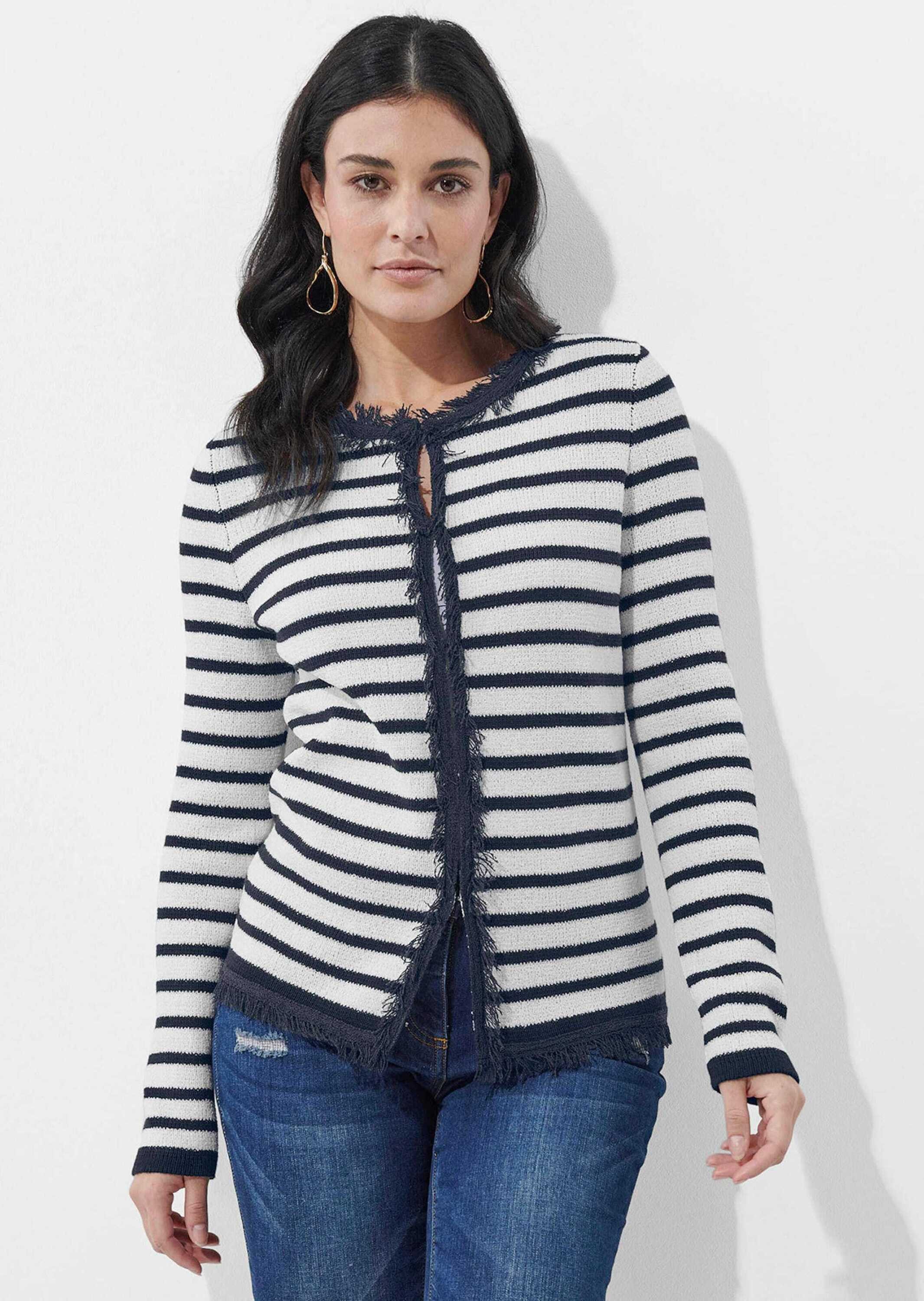 Alba Moda Strickjacke Strickjacke, Rundhalsausschnitt