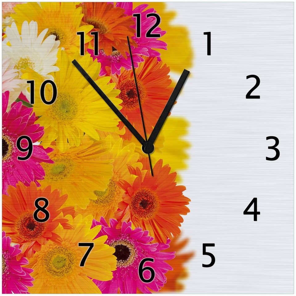 Wallario Wanduhr Bunte Gerberas Pinke Gelbe Rote Und Weiße Blüten