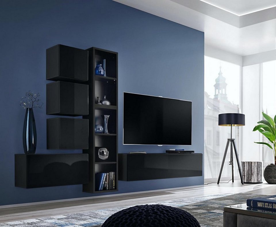 Jvmoebel Wohnwand Wohnzimmermöbel Designer Wohnwand Einrichtung Wand