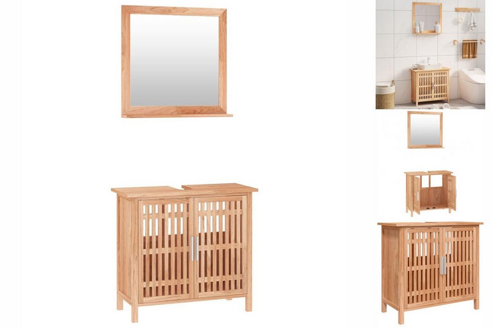 Vidaxl Badezimmer Set 2 Tlg Badmöbel Set Massivholz Nussbaum
