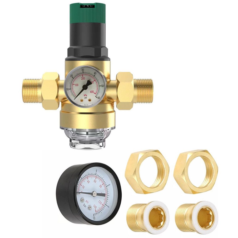QUBEBU Druckregler Druckminderer Wasser DN20 3/4", DN15 1/2", DN25 1" Wasserdruckmesser ...