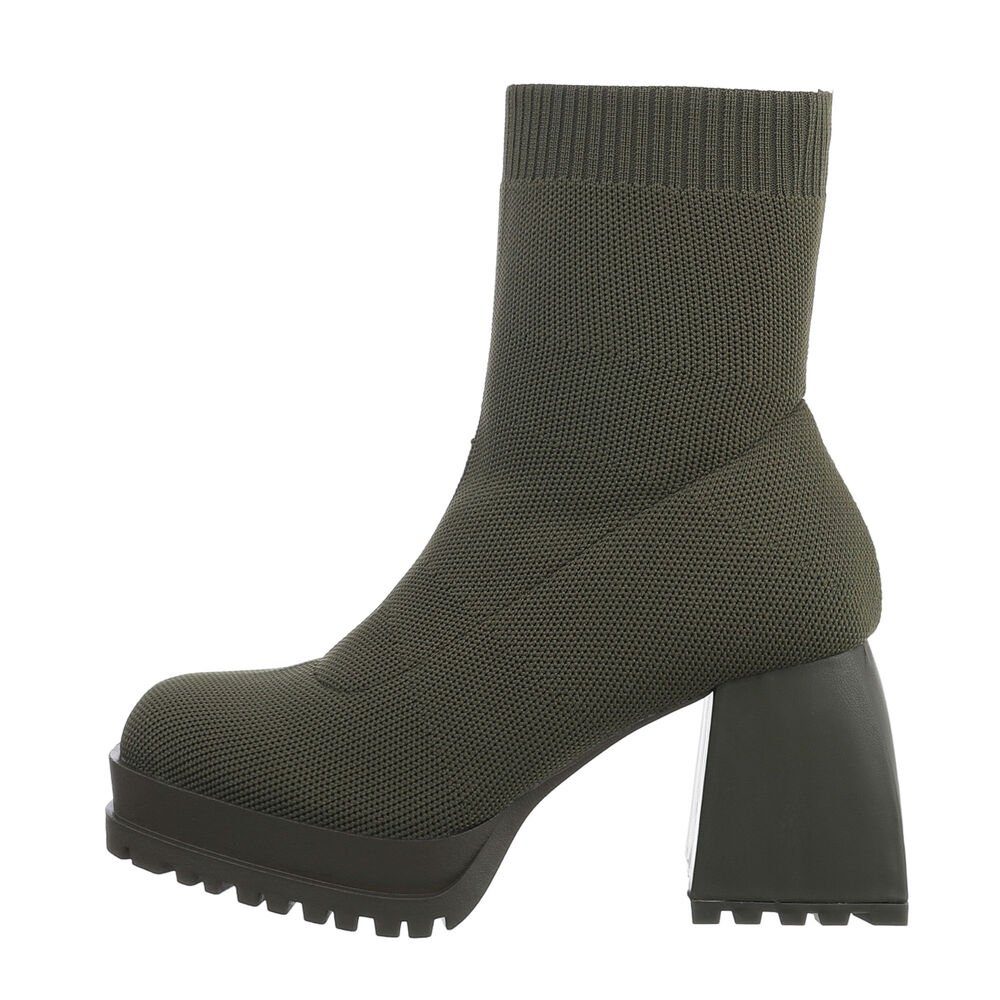 Ital Design Damen Schlupfschuhe Freizeit Stiefelette Blockabsatz High
