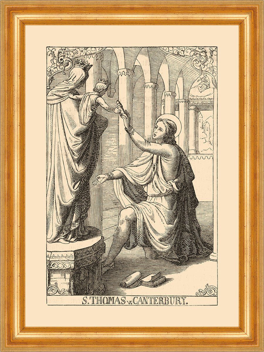 Kunstdruck Der heilige Thomas von Canterbury Holzstich Sankt A4 1090 Gerahmt, (1 St)