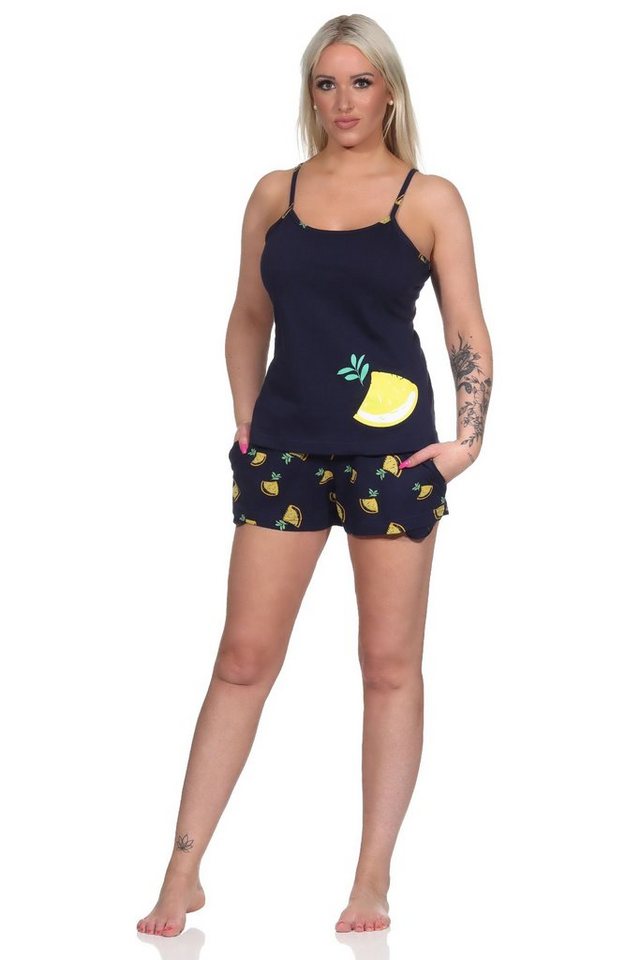 Normann Pyjama Süsser ärmelloser Damen Schlafanzug Shorty Pyjama Mit