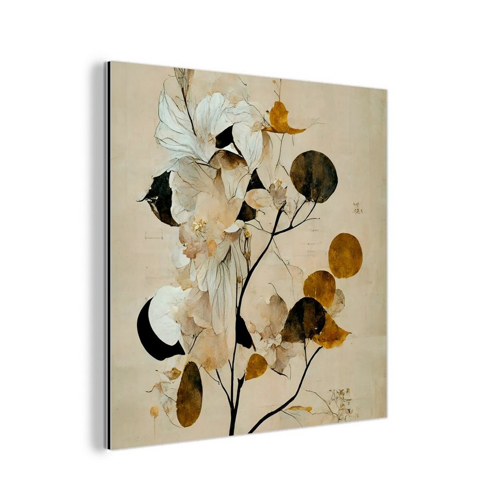 Muchowow Metallbild Blumen Blätter Baum Pastell 1 St Alu