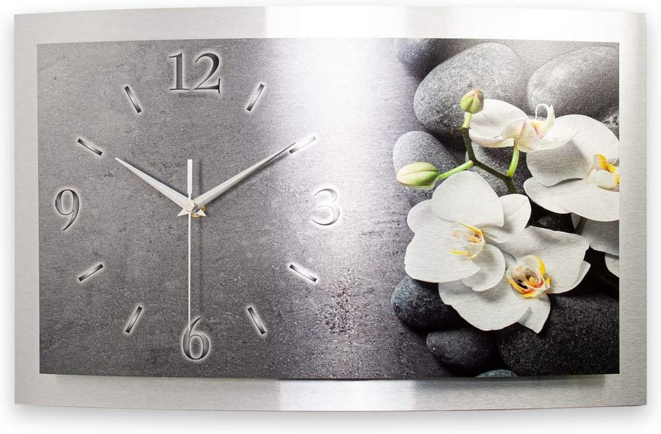 Kreative Feder Wanduhr Orchidee 3d Designer Wanduhr Lautlose Funkuhr