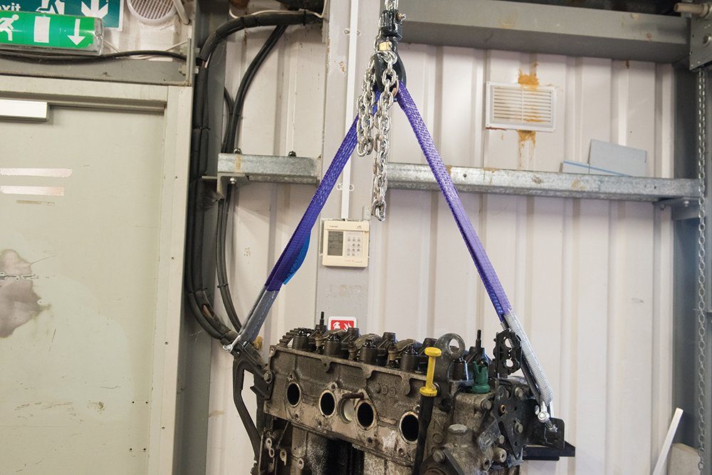 Seilzug Profi Flaschenzug 180 kg & Hebeband 1 Tonne 100 cm Set