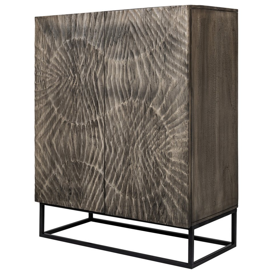 Riess Ambiente Highboard Scorpion 120cm Grau Schwarz Massivholz