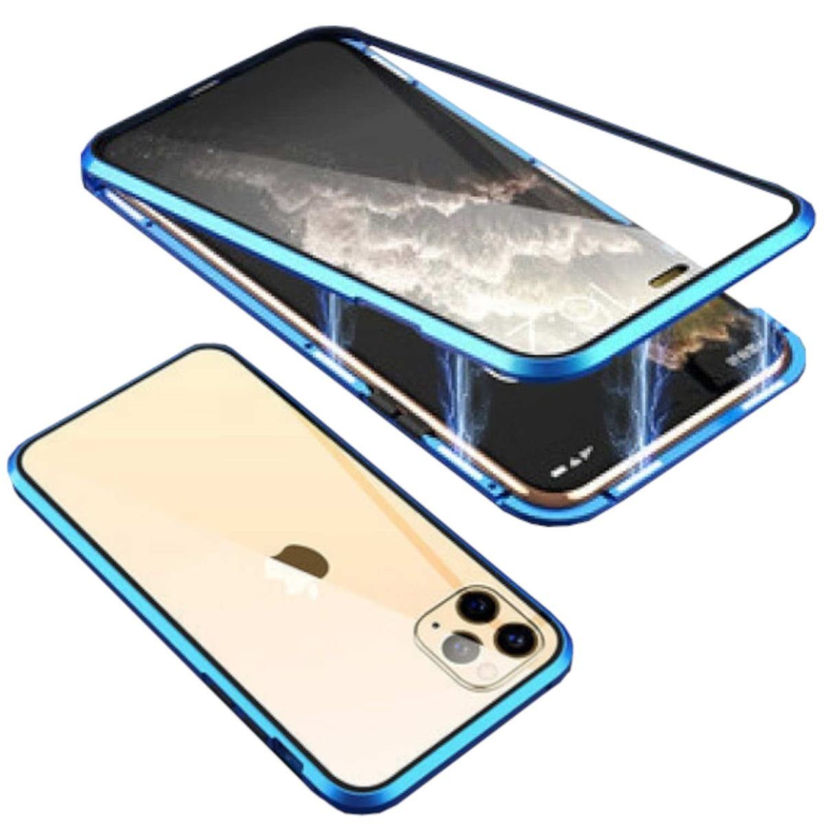 Wigento Handyhülle Für Apple Iphone 15 Pro 360 Grad Magnet Glas Bumper