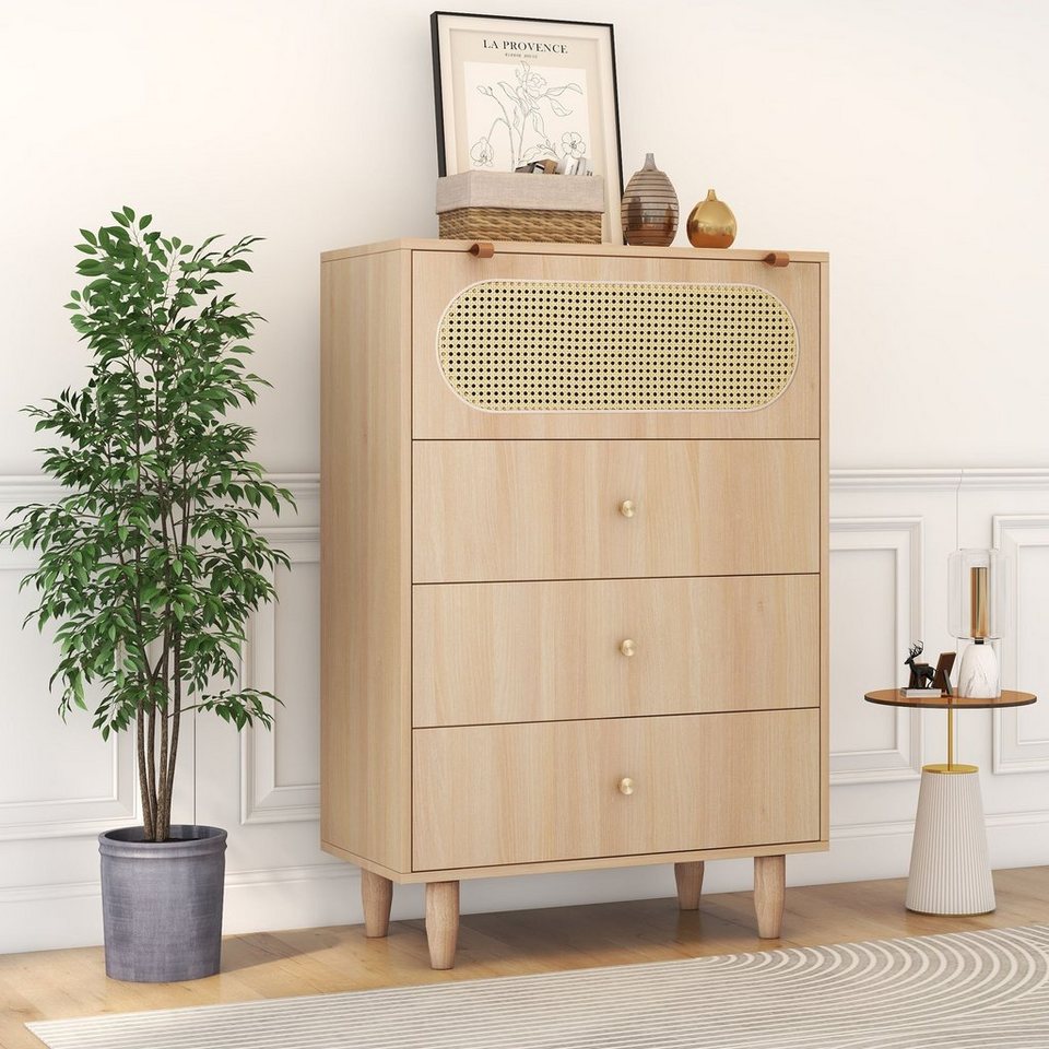 Sweiko Highboard Sideboard Mit 3 Schubladen Rattantüren 8040120 Cm