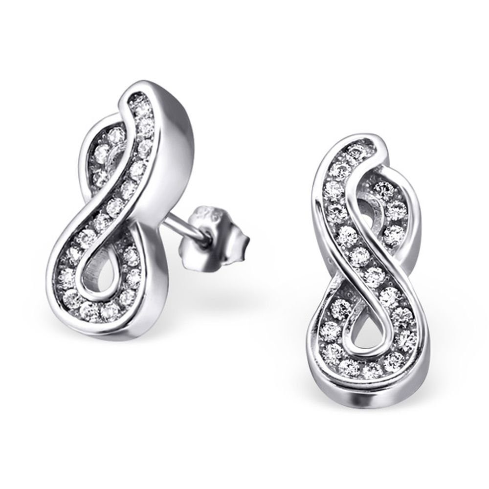 Bungsa Ohrring Set Ohrstecker Infinity Symbol Aus 925 Silber Damen 1