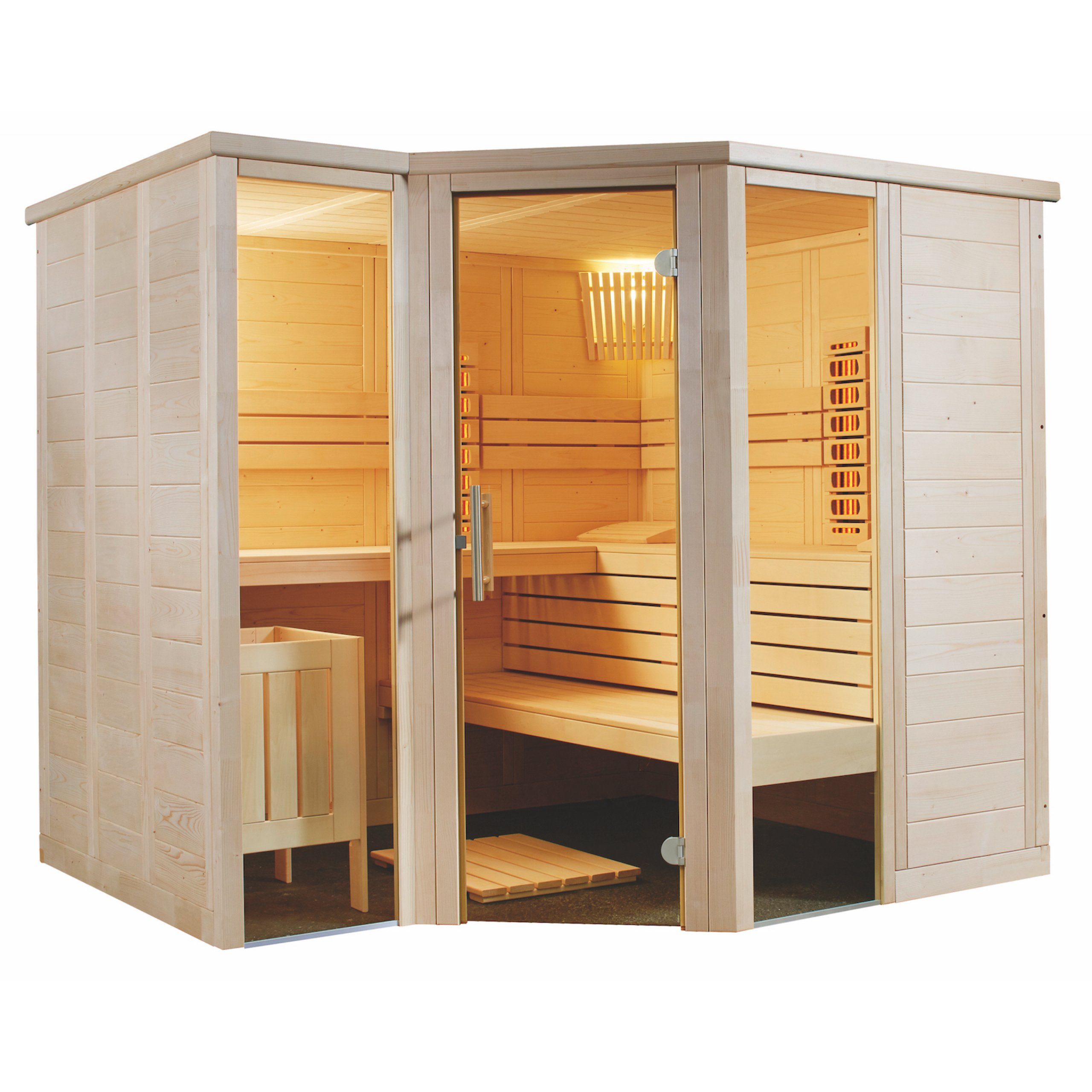 Sentiotec Infrarotkabine Sentiotec Arktis Infra+ Massivsauna Saunakabine Inkl. 2