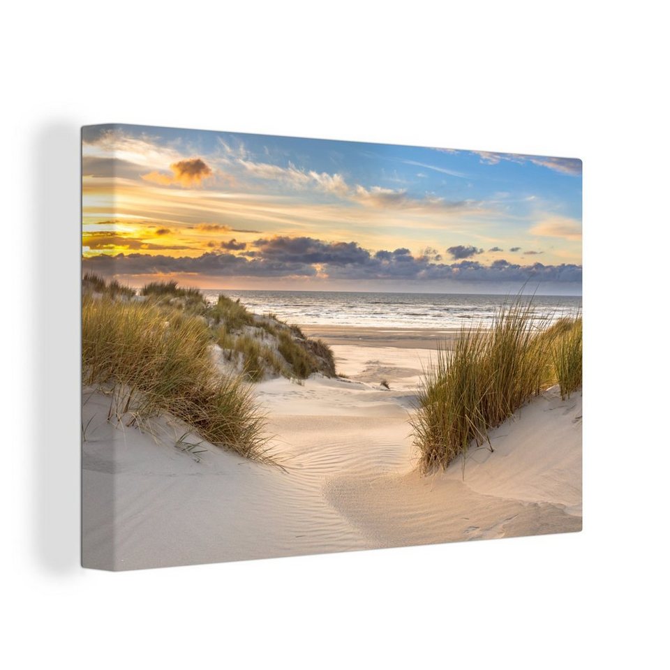 Onemillioncanvasses® Leinwandbild Strand Düne Gras