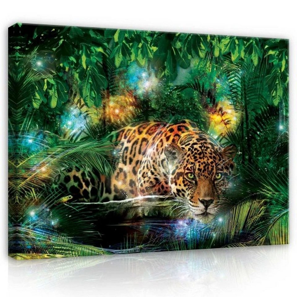 Wallarena Leinwandbild Leopard Tiere Tiger Dchungel Wald Wandbild