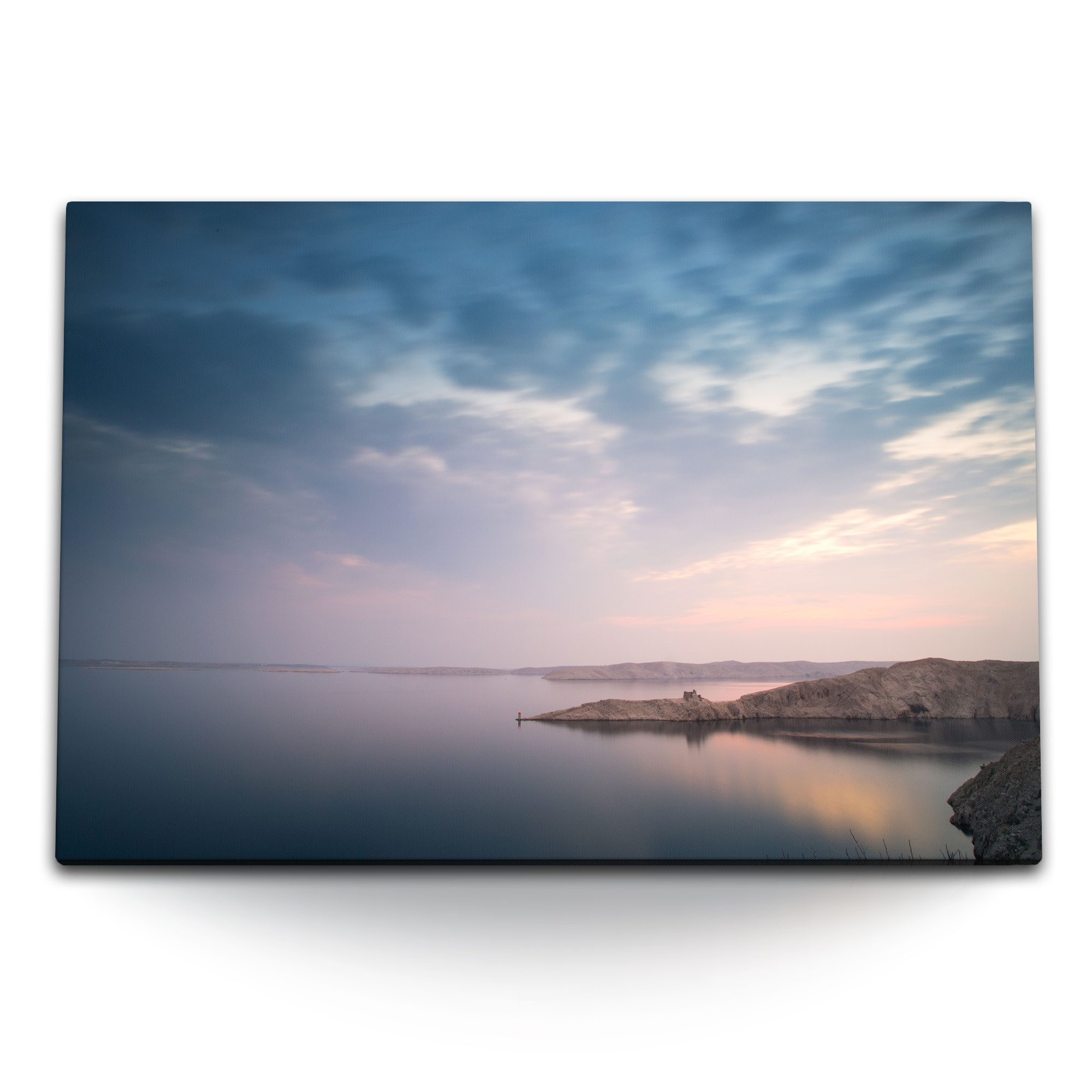 Sinus Art Leinwandbild 120x80cm Wandbild auf Leinwand Ozean Meer Küste Sonnenuntergang Horizo ...