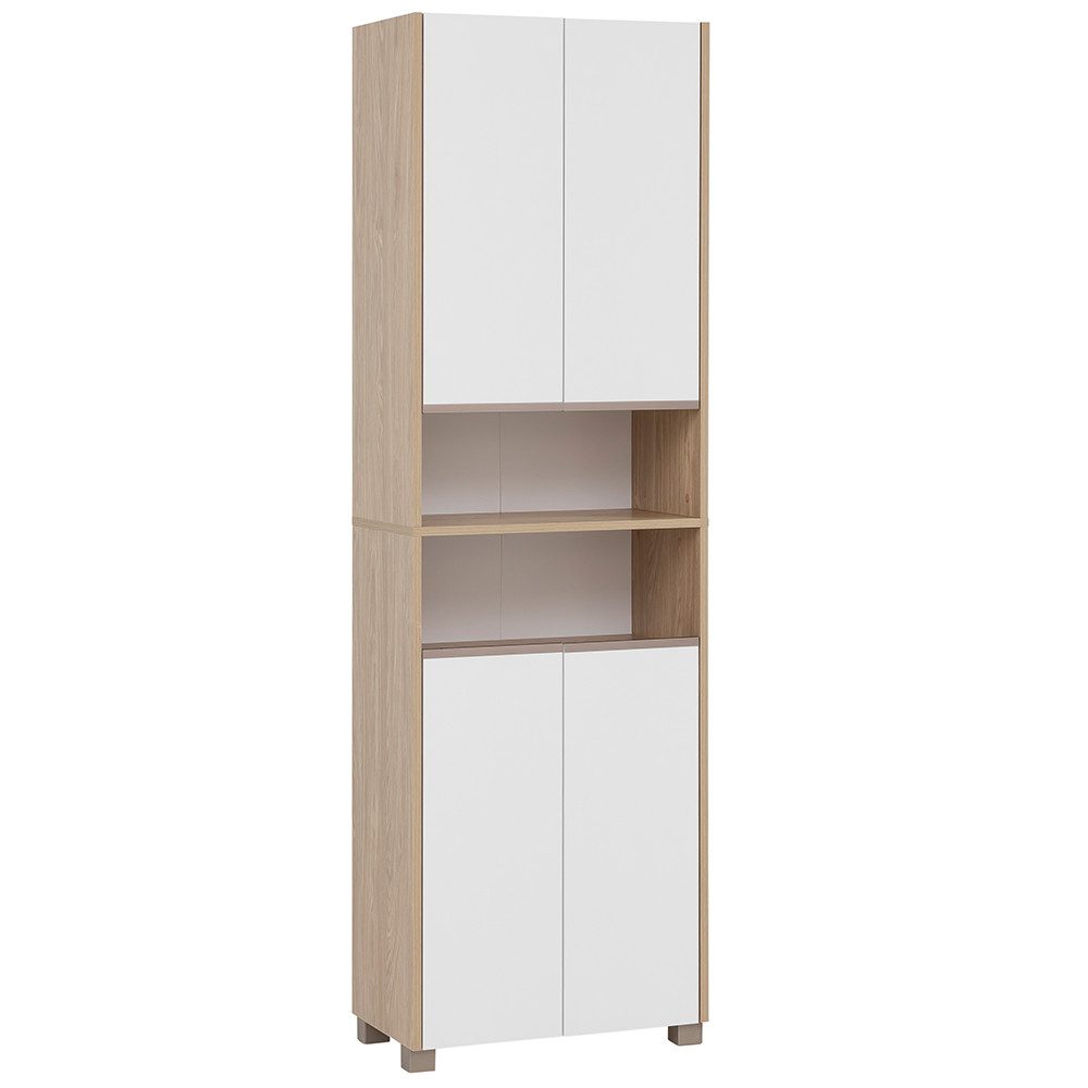 Lomadox Hochschrank Jihlava 80 Badschrank Seitenschrank Eiche Mit Weiß