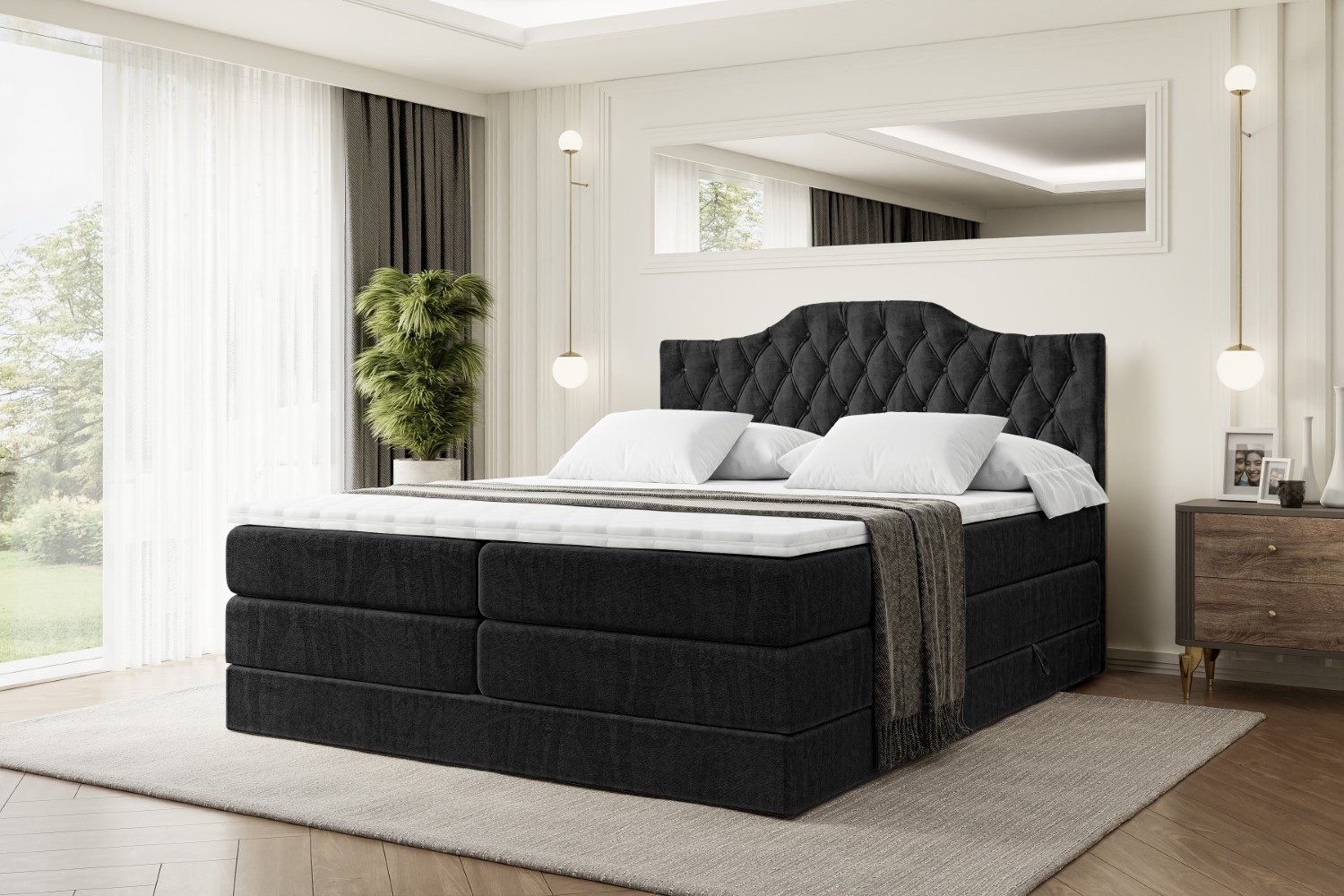 Altdecor Boxspringbett Vila 1 King Multipocket Matratze H4 H3