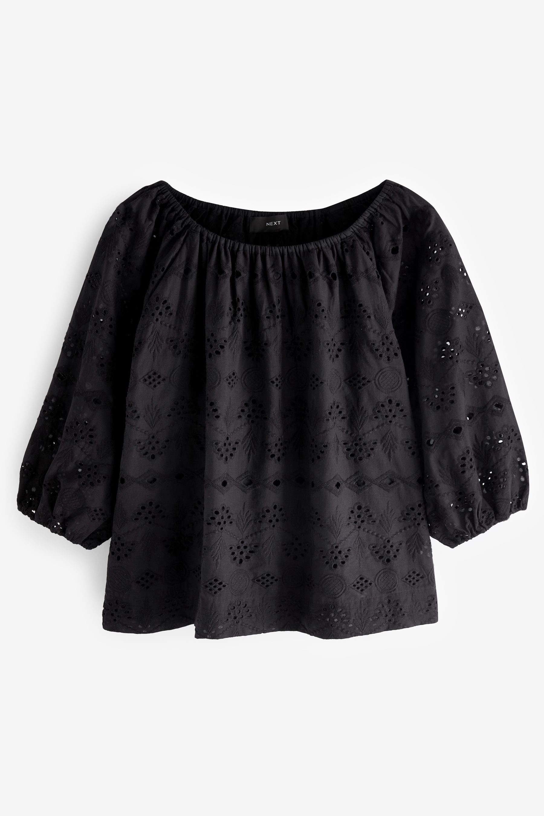 Next Carmenbluse Schulterfreies Kleid Mit Lochstickerei Kurzgröße 1