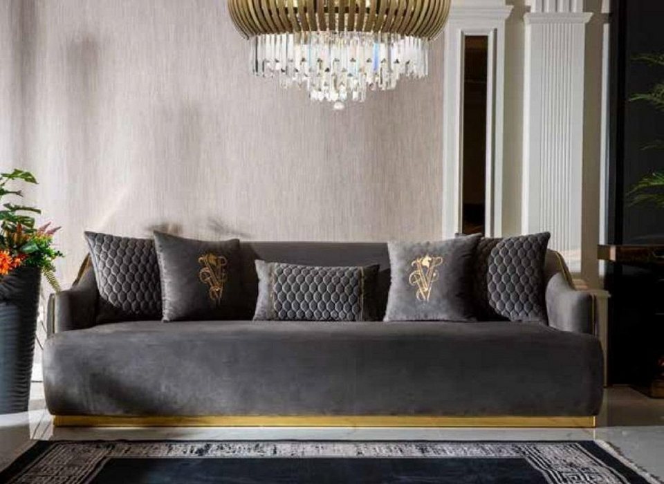 Jvmoebel 3 Sitzer Grau Sofa Luxus Wohnzimmer Modern Dreisitzer Sofa