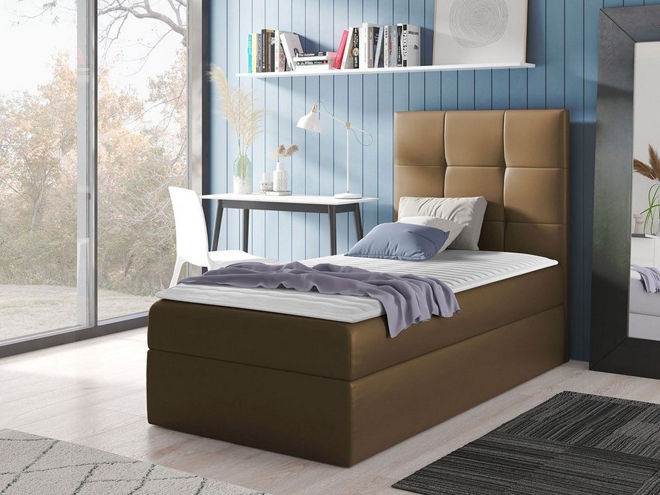 Mirjan24 Boxspringbett Mini 2 Mit Hauptmatratze Topper Kopfteil 80