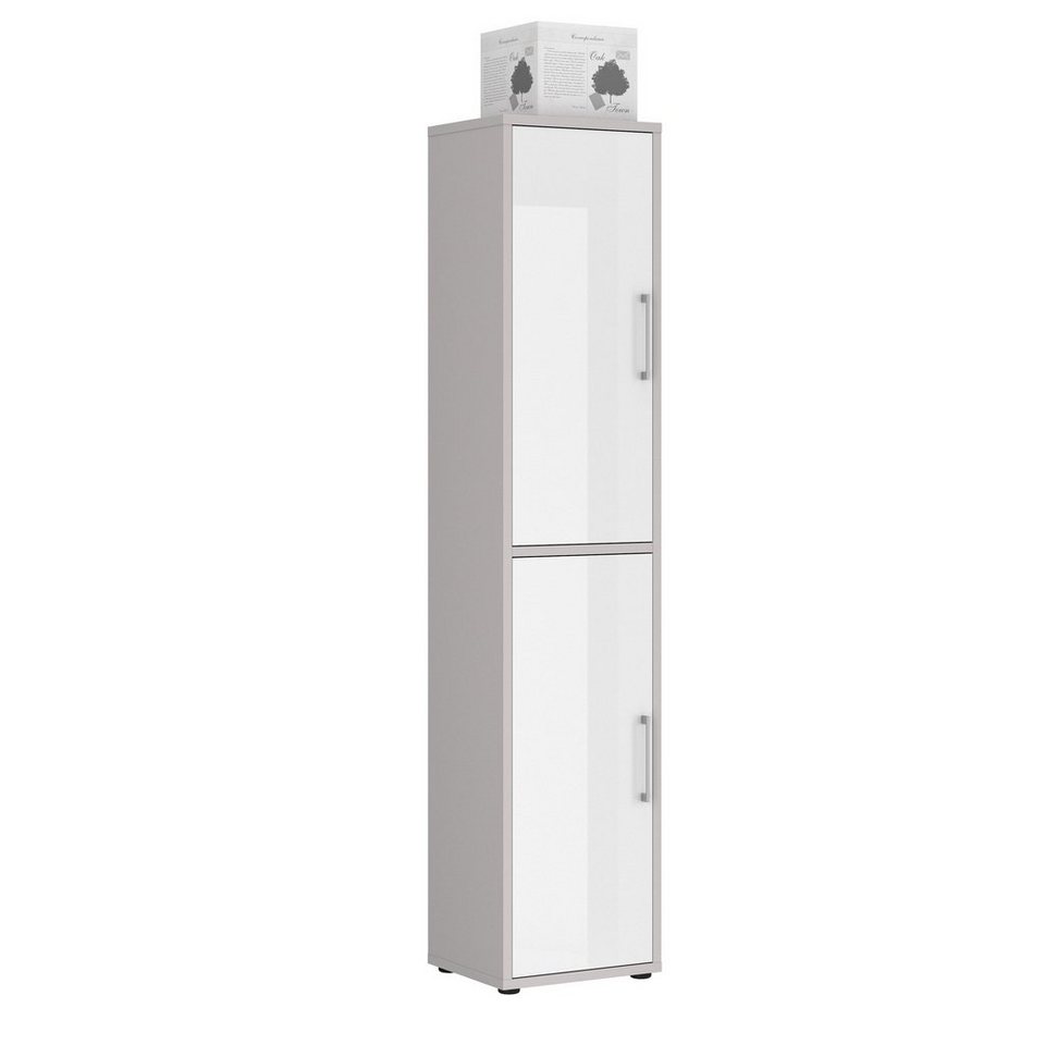Möbelando Aktenschrank 1385 Hxt 222x40 Cm In Platingrau Weiß