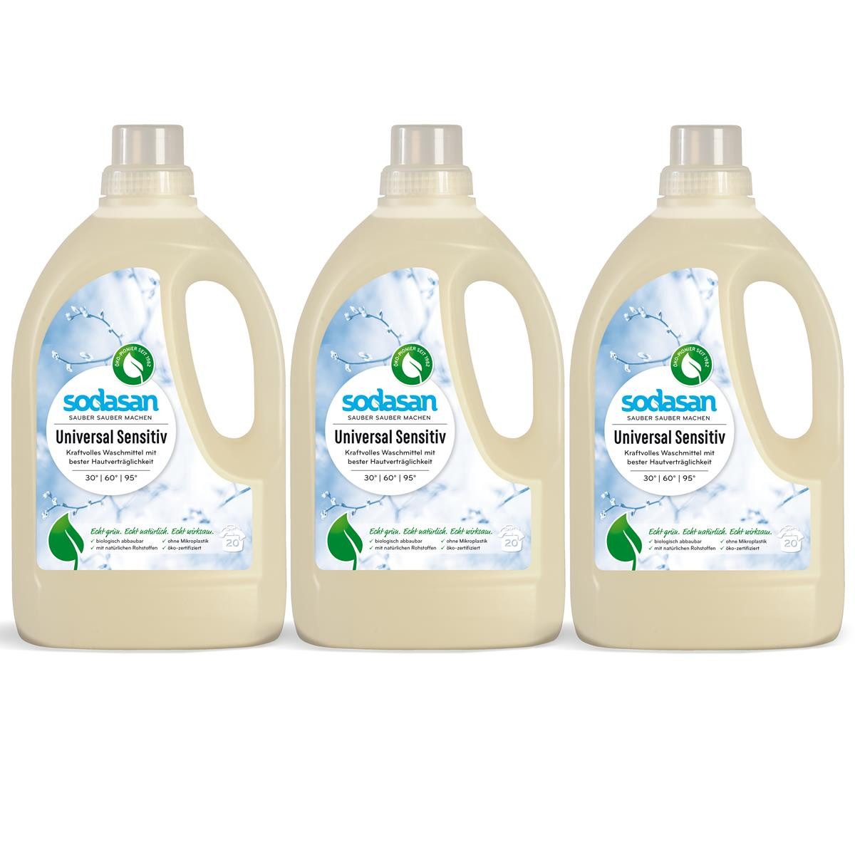 Sodasan Sodasan Universal Waschmittel Sensitiv 1,5L (3er Pack) Vollwaschmittel