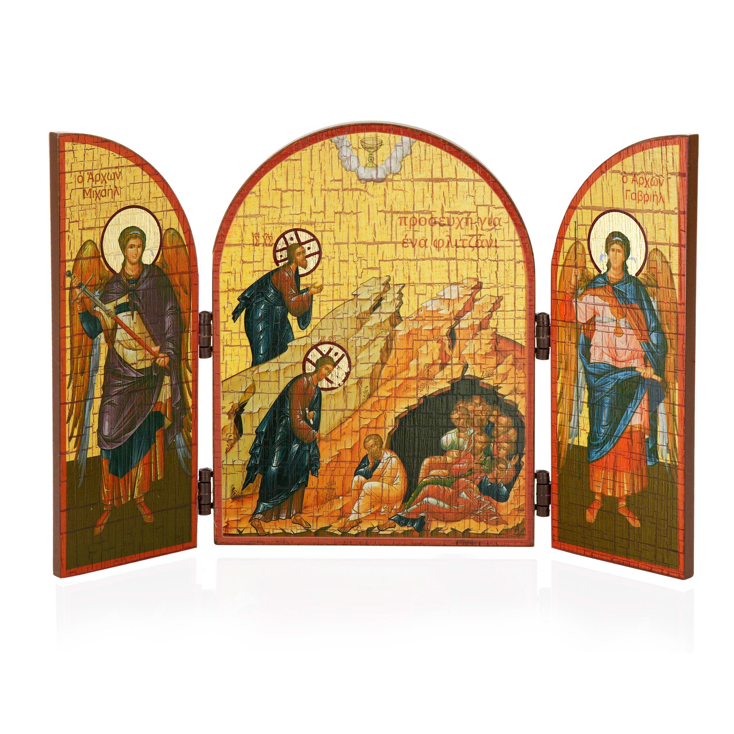 NKlaus Bild Christus auf dem Ölberg Ikone Triptychon Holz 25x16cm Christlich 13817, Religion