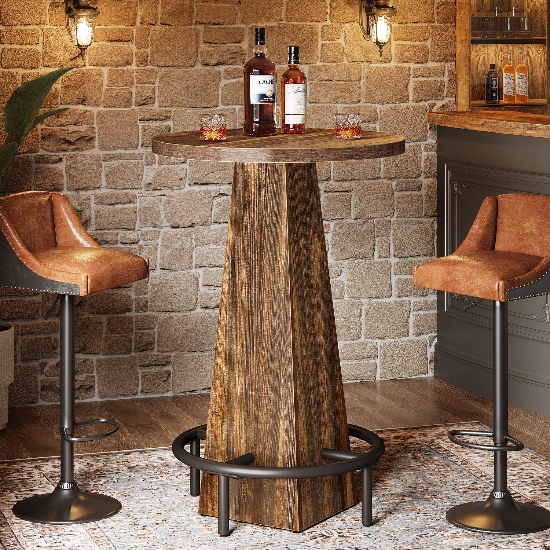 Tribesigns Bartisch 95cm hoher runder Stehtisch, Bistrotisch ...