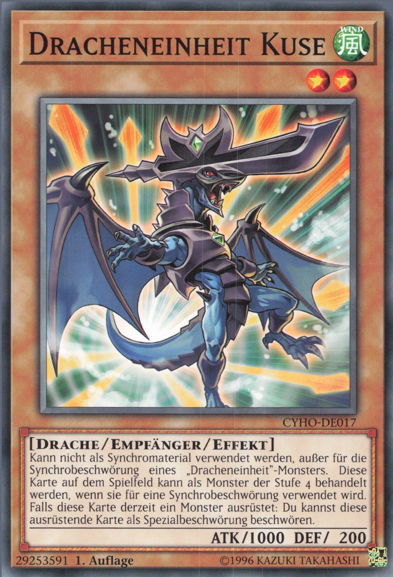 ReCollectibles Sammelkarte YuGiOh Karte Dracheneinheit Kuse deutsch, Yu-Gi-Oh! Karte CYHO-DE017 ...