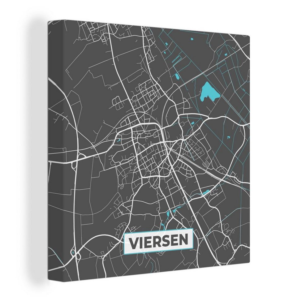 Onemillioncanvasses® Leinwandbild Karte Stadtplan Viersen
