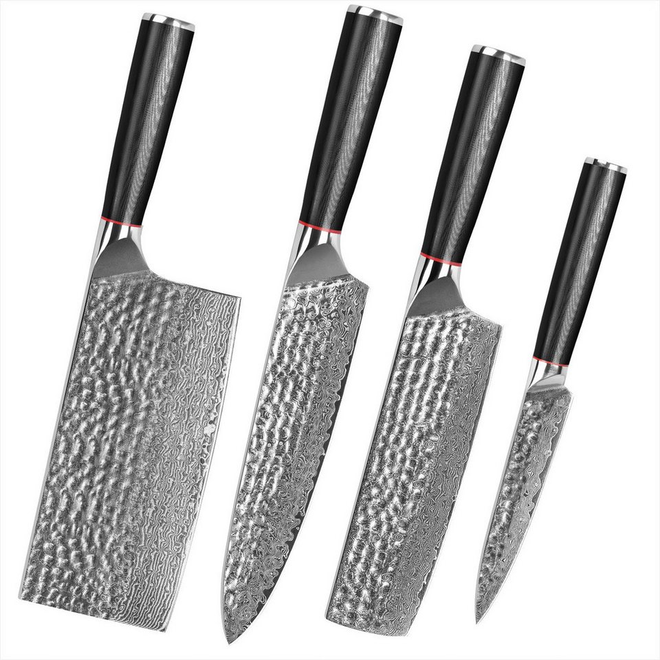 Kinglux Messer Set 4 Teilig Damast Chefmesser Set