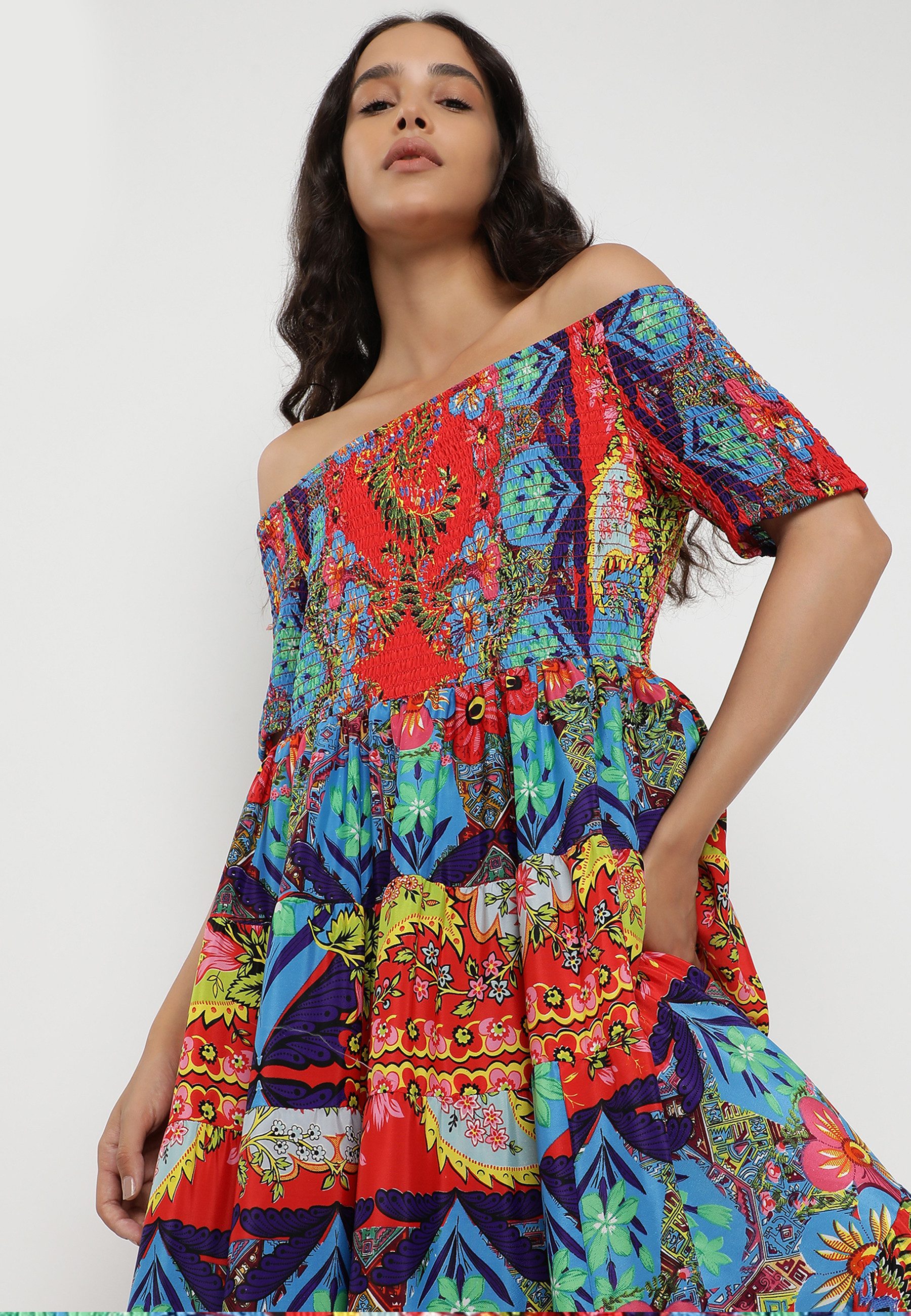 Yc Fashion And Style Strandkleid Carmen Maxikleid Boho Chic Mehrfarbig Basic