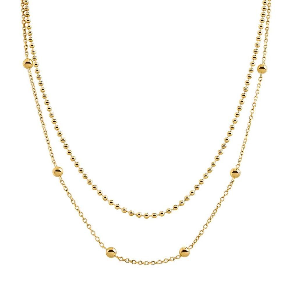Boccia Collier Collier 2-reihig Reintitan goldplattiert, Kugelkette