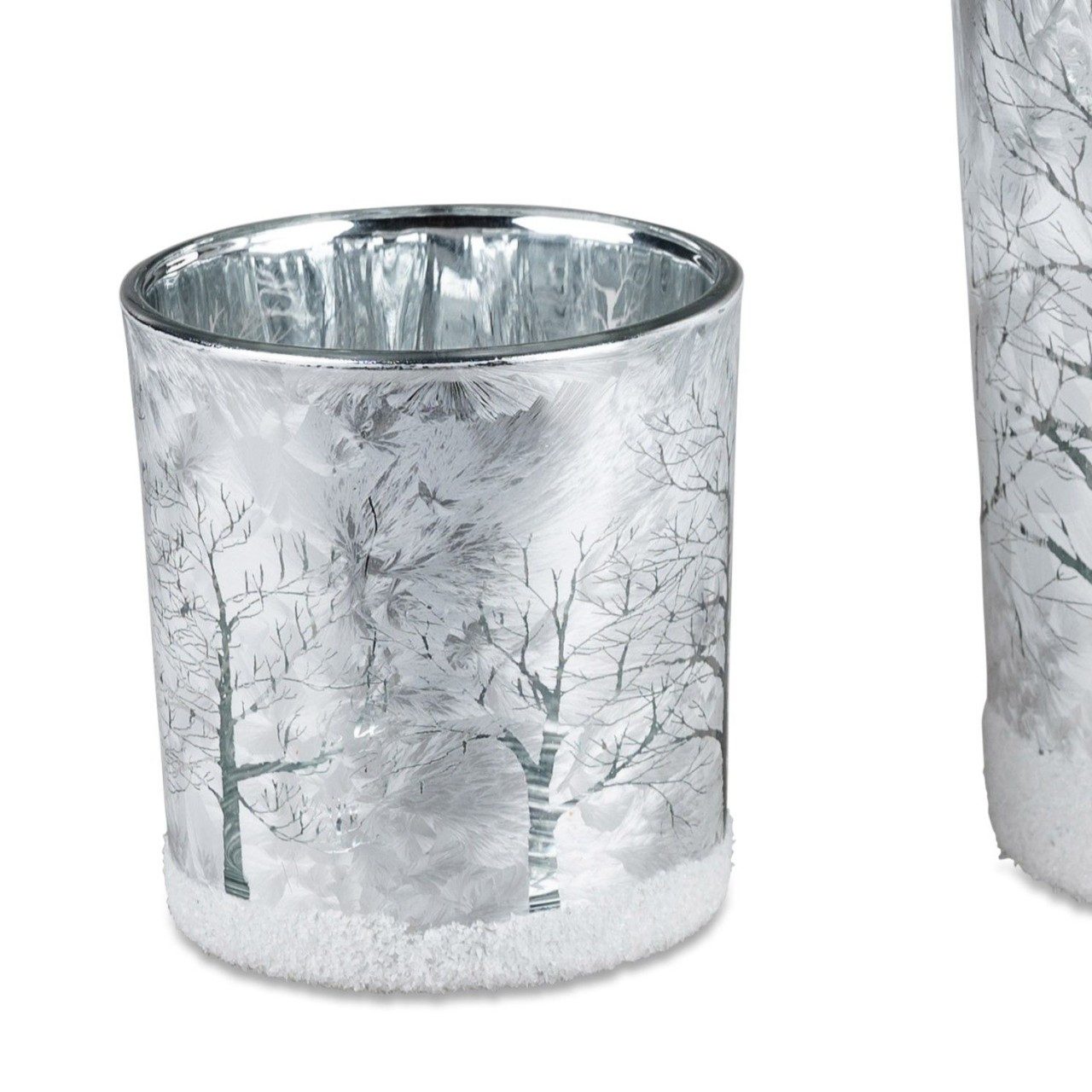 formano Teelichthalter Eiszeit, Silber H:8cm D:7.5cm Glas