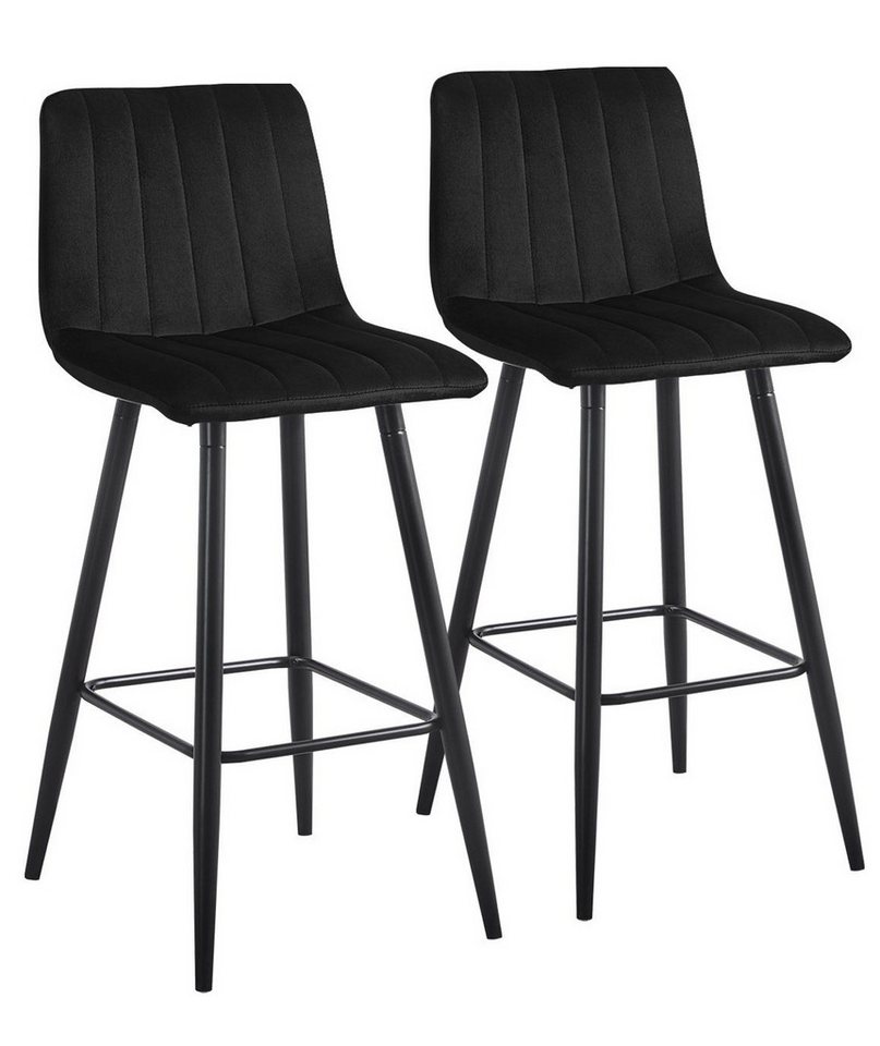Clipop Barhocker Samt Barstuhl 2er Set Bistrohocker Tresenhocker Mit