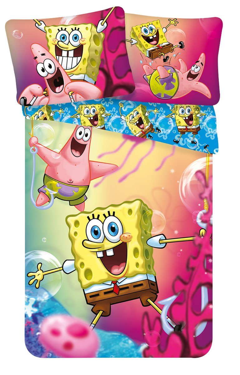 Jerry Fabrics Kinderbettwäsche Spongebob, Renforcé, 2 teilig, Bettbezug