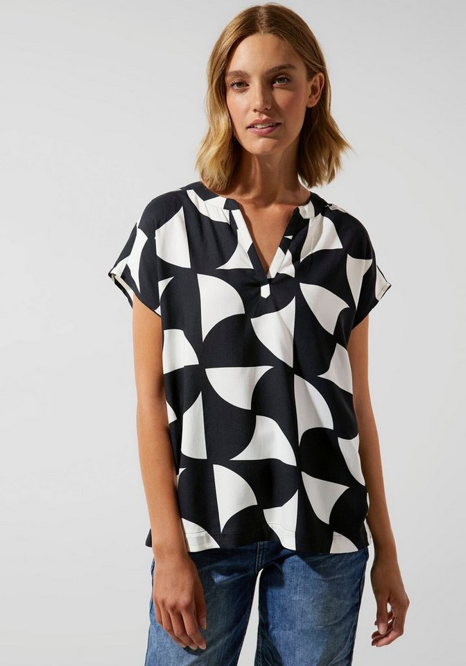 Street One Druckbluse Mit Geschlitztem Rundhalsausschnitt Blusenshirt
