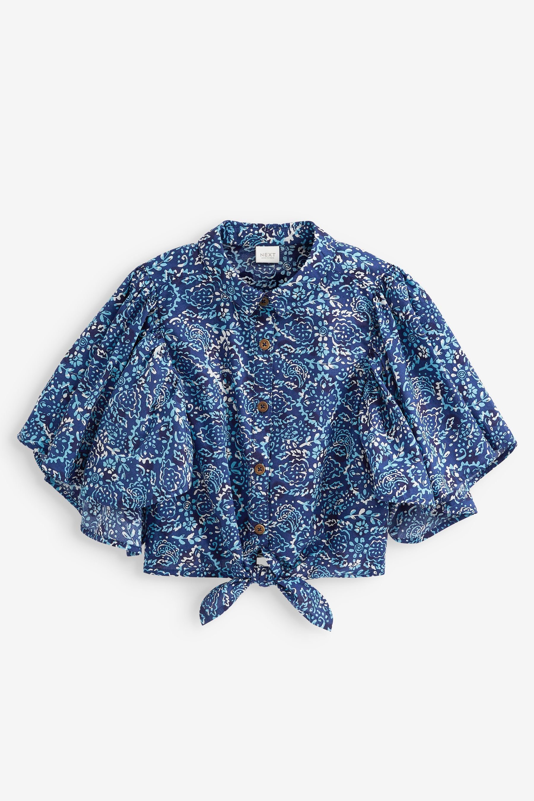 Next Kurzarmbluse Bluse Mit Flügelärmeln Und Bindeschleife 1 Tlg