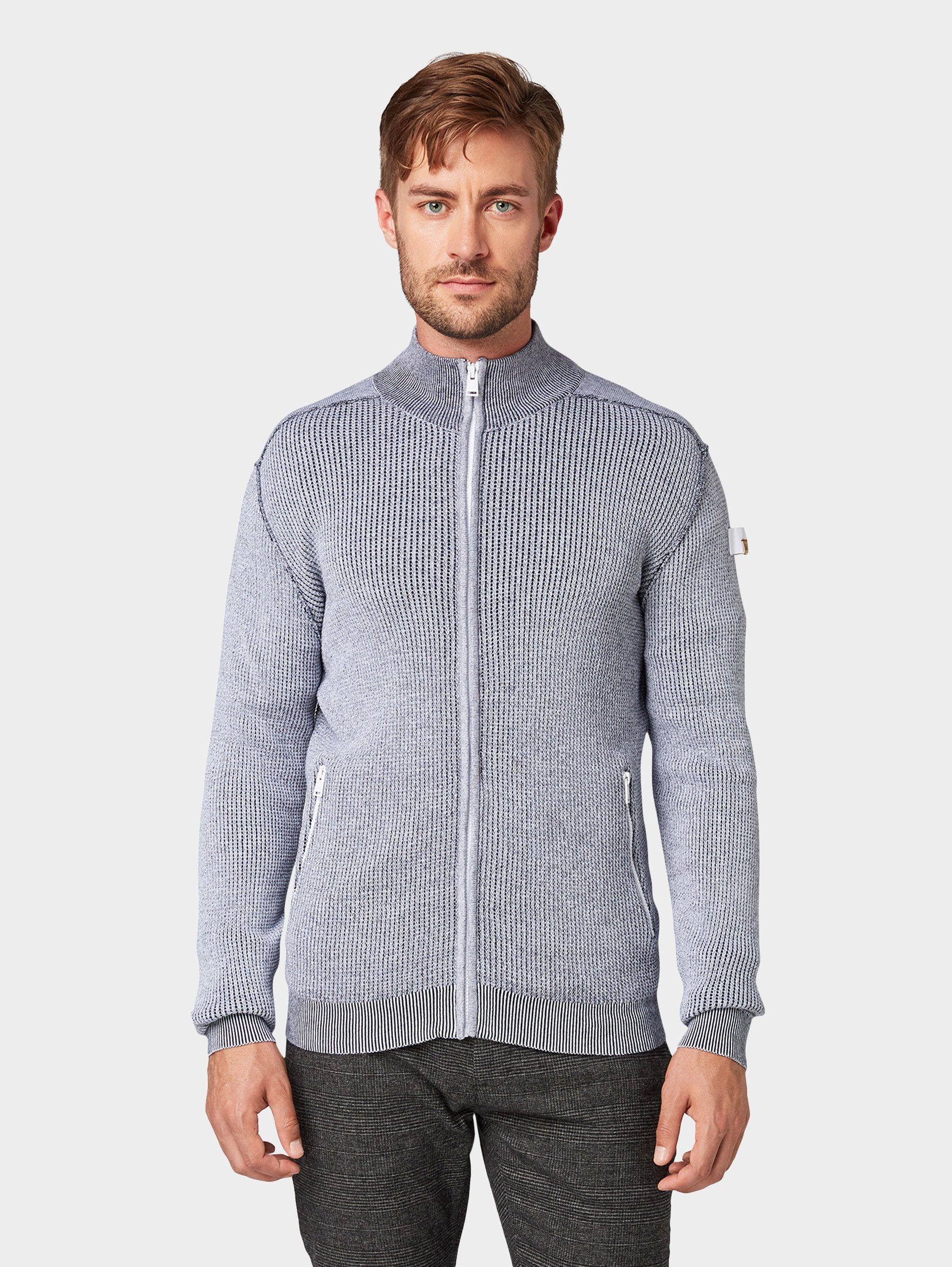 Tom Tailor Strickjacke Strukturierte Strickjacke Mit Stehkragen