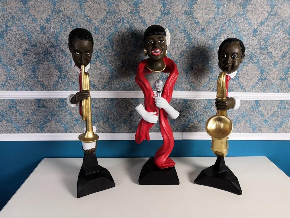 Jvmoebel Skulptur 3x Designer Set Figur Statuen Musiker Xxl Big Statue Jazz