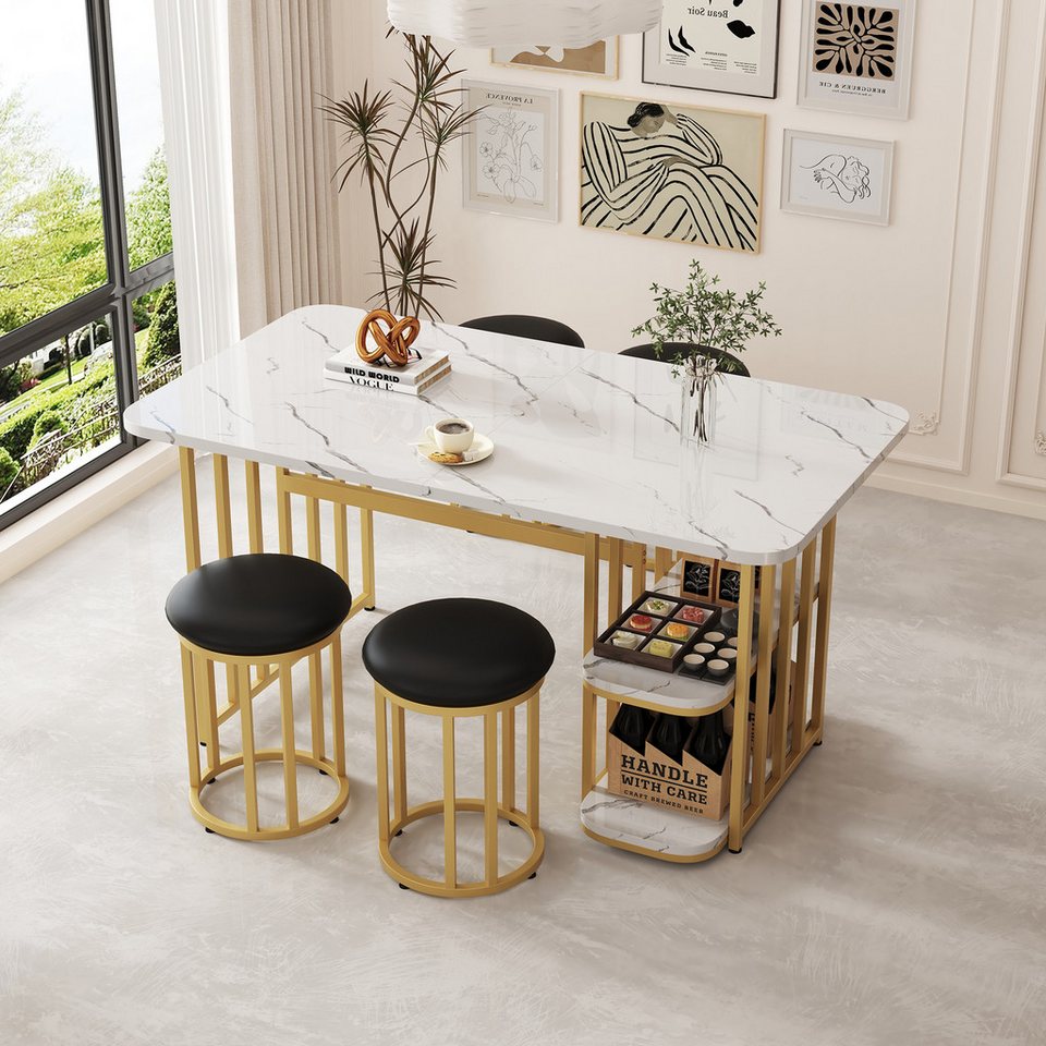 Okwish Essgruppe Esstisch Mit 4 Stühlen Esszimmerstühle Kunstleder