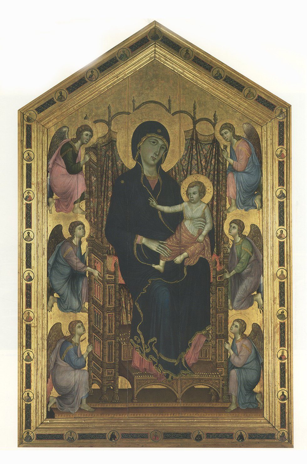 Kunstdruck Thronende Madonna mit Engeln Duccio Di Buoninsegna Werbung 1416, (1 St)